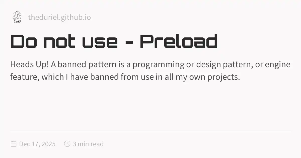 Do not use - Preload