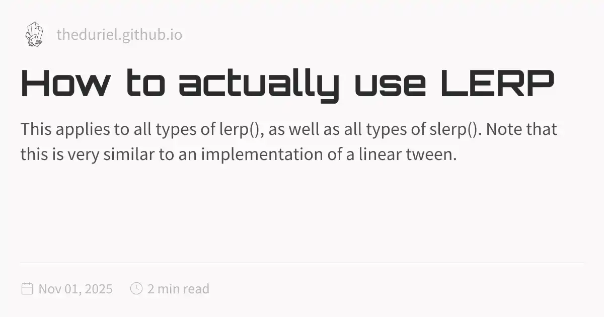 How to actually use LERP
